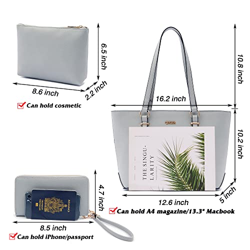 Purses And Wallets Set For Women Work Tote Handbags Shoulder Bag Top Handle Totes Purse With Matching Wallet Grey