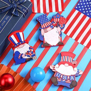 3 Pieces Patriotic Table Decorations American Gnome Wooden Signs Wood Freestanding Table Centerpieces for American Independence Day Memorial Day Veteran Day Party Decor (Chic Style)