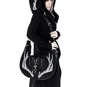 Restyle Deer Animal Antlers Gothic Punk Witch Black Hobo Crossbody Bag Purse