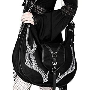 Restyle Deer Animal Antlers Gothic Punk Witch Black Hobo Crossbody Bag Purse