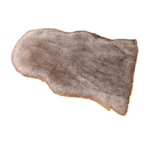 malongji luxury soft small faux sheepskin fur rugs area rug fluffy carpets rug cushion for bedroom living room anti-skid durable round rectangle fuzzy rug (brown, sheepskin shape)