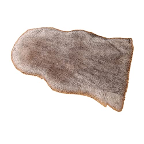 MALONGJI Luxury Soft Small Faux Sheepskin Fur Rugs Area Rug Fluffy Carpets Rug Cushion for Bedroom Living Room Anti-Skid Durable Round Rectangle Fuzzy Rug (Brown, Sheepskin Shape)