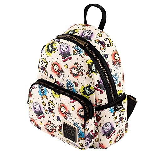 Loungefly POP Disney Villains Tattoo All Over Print Womens Double Strap Shoulder Bag Purse