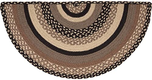 VHC Brands Sawyer Mill Small Jute Half Circle Area Rug Farmhouse Livestock Design, Entryway Kitchen Doormat Non Skid Pad 16.5x33 (Solid)