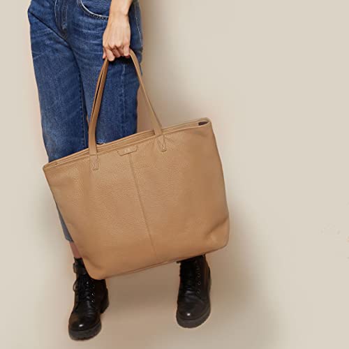 Leatherology Camel Large Zippered Downtown Tote