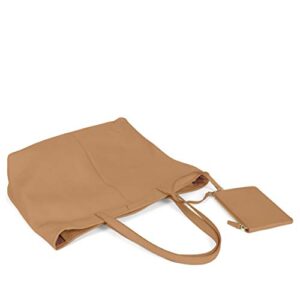 Leatherology Camel Large Zippered Downtown Tote