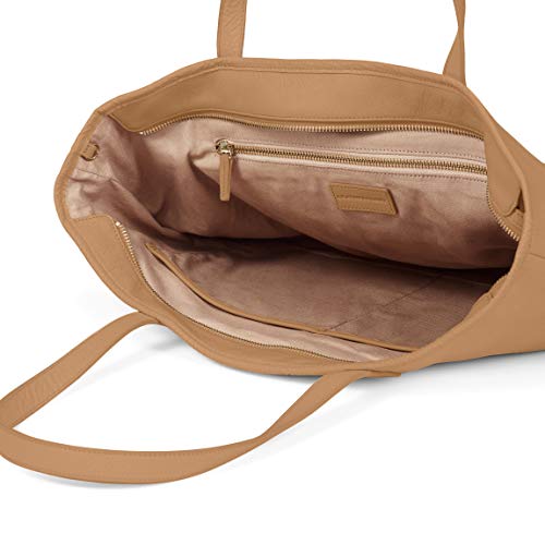 Leatherology Camel Large Zippered Downtown Tote