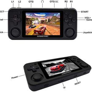 RG351P Handheld Game Console, Retro Game Console Support PSP / PS1 / N64 / NDS Open Linux Tony System RK3326 Chip 64G TF Card 2500 Classic Games 3.5 Inch IPS Screen 3500mAh Battery (Black)