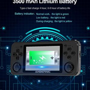 RG351P Handheld Game Console, Retro Game Console Support PSP / PS1 / N64 / NDS Open Linux Tony System RK3326 Chip 64G TF Card 2500 Classic Games 3.5 Inch IPS Screen 3500mAh Battery (Black)