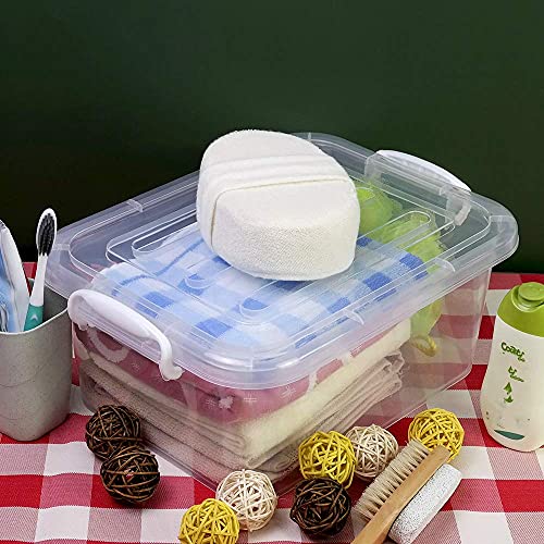 Sandmovie 8 Quart Plastic Storage Boxes with Lids and Handles, 2 Packs