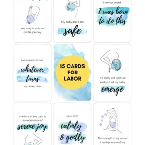 MOTHER’S RAY Hypnobirthing Birth Affirmations Cards For Labor - 15 Cards for Calm Positive Labor and Delivery Essentials - High Quality Large Thick and Durable - Pregnancy Must Haves