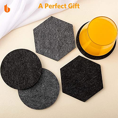 Urbanstrive 6 PCS Coasters, Eco-Friendly 100% Biodegradable Coasters Absorbent Felt Coasters for Drinks Bar Home, 4 Inch (Black Round)