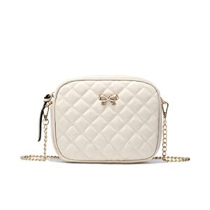 Small White Crossbody Purse for Teens Girls and Women - Ladies Cute Quilted Leather Hobo Messenger Bag - Handbags Shoulder Bags Satchel