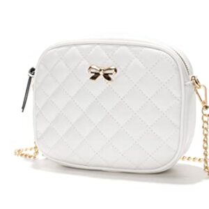 Small White Crossbody Purse for Teens Girls and Women - Ladies Cute Quilted Leather Hobo Messenger Bag - Handbags Shoulder Bags Satchel