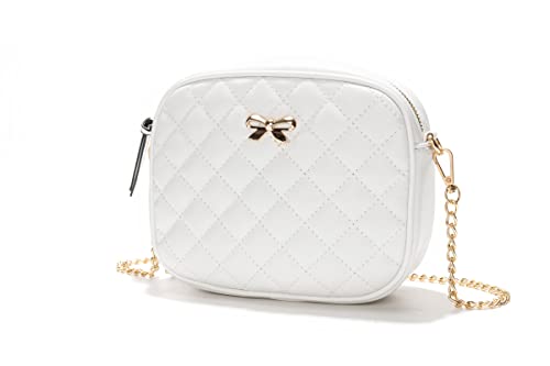 Small White Crossbody Purse for Teens Girls and Women - Ladies Cute Quilted Leather Hobo Messenger Bag - Handbags Shoulder Bags Satchel