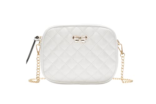 Small White Crossbody Purse for Teens Girls and Women - Ladies Cute Quilted Leather Hobo Messenger Bag - Handbags Shoulder Bags Satchel