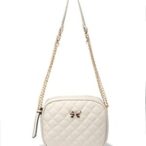 Small White Crossbody Purse for Teens Girls and Women - Ladies Cute Quilted Leather Hobo Messenger Bag - Handbags Shoulder Bags Satchel