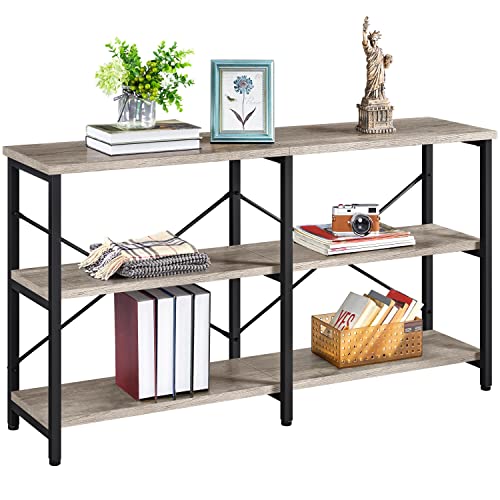 Yaheetech Console Table with Storage Shelves,3-Tier Industrial Entryway Table, 55 Inch Long Behind Couch Sofa Table for Entryway/Living Room/Hallway/Bedroom,Gray