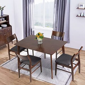 Koreyosh Wood Dining Table Set for 4 Mid Century Small Kitchen Breakfast Table and Chairs Set Farmhouse Industrial Style Solid Wood Room Table Set Rustic Furniture