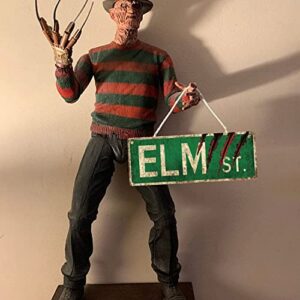 flinelife Elm Street Sign,16X6, Horror Movie Metal Sign, Nightmare on Elm Street Wreath Sign