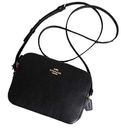 Coach Pebble Leather Mini Camera Crossbody Shoulder Bag, Black