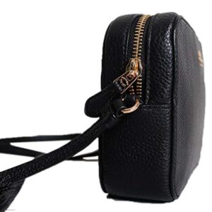 Coach Pebble Leather Mini Camera Crossbody Shoulder Bag, Black