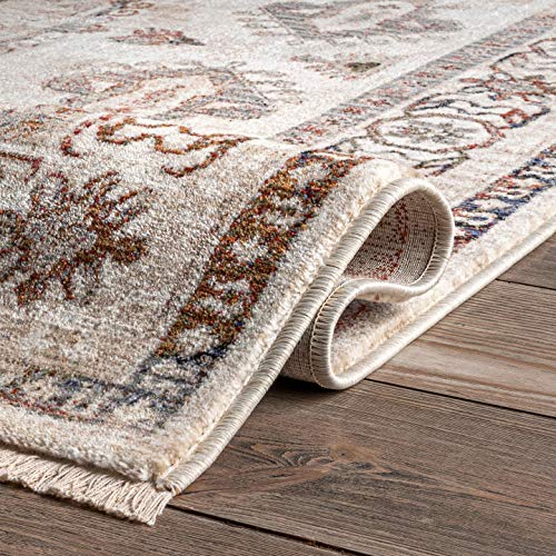 nuLOOM Maison Fading Tribal Medallion Fringe Area Rug, 4' x 5' 7", Beige