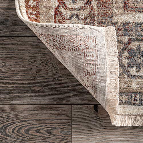 nuLOOM Maison Fading Tribal Medallion Fringe Area Rug, 4' x 5' 7", Beige