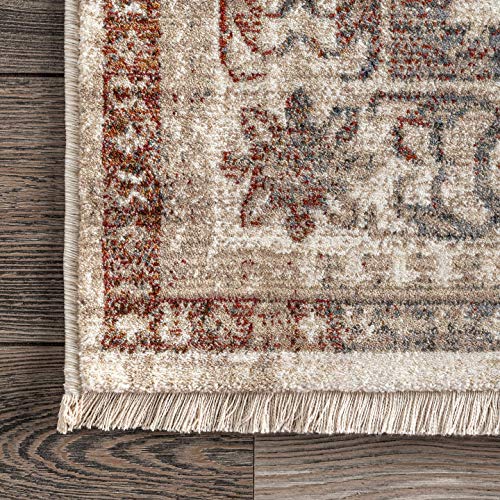 nuLOOM Maison Fading Tribal Medallion Fringe Area Rug, 4' x 5' 7", Beige