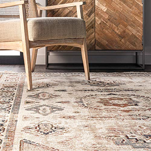 nuLOOM Maison Fading Tribal Medallion Fringe Area Rug, 4' x 5' 7", Beige