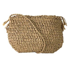 Blue Island Ava Crochet Fringe Clutch Crossbody, Natural