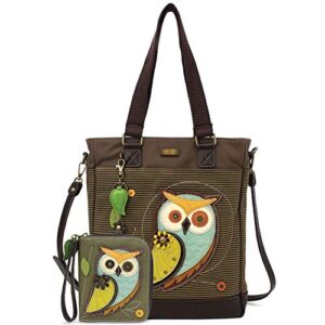 chala work tote with zip around wallet – owl