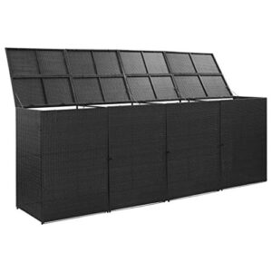 Canditree Outdoor Large Storage Shed for Garbage Cans, Garden Tools, Bin Shed Poly Rattan for Patio Backyard (Black)