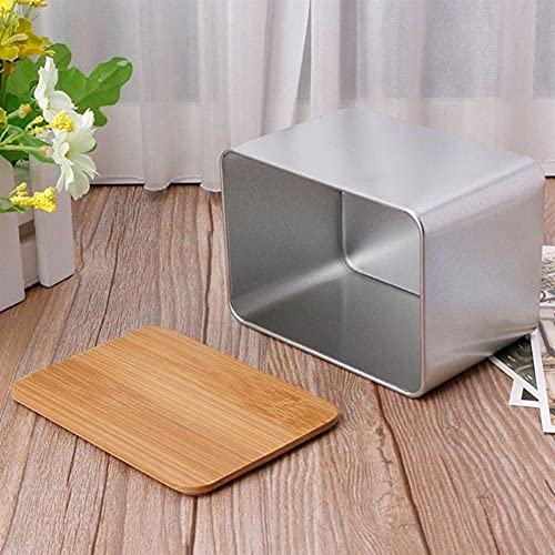 HXSAF Storage Box, Christmas Creative Gift Iron Storage Box Storage Box with Bamboo Cover Coin Candy Key Square Bite Storage Box 9.5x9.5x6.5cm, 10.5x7.5x7.2cm, 13x8x5.8cm (Silver), L-13x8x5.8cm