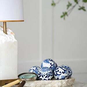 A&B Home 3" Blue and White Oriental Decorative Orbs for Bowls Vases Table Centerpiece Decor Set of 6 Ceramic Sphere Ball