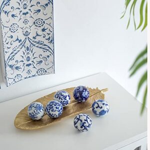 A&B Home 3" Blue and White Oriental Decorative Orbs for Bowls Vases Table Centerpiece Decor Set of 6 Ceramic Sphere Ball