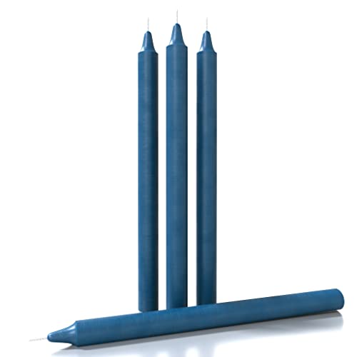 CANDWAX Dark Blue Taper Candles Pack of 4 - Straight Candles 10 inch Ideal as Unscented Candles, Dinner Candles and Table Candles - Slow Burning Candles Dripless - Smokeless Long Candlesticks