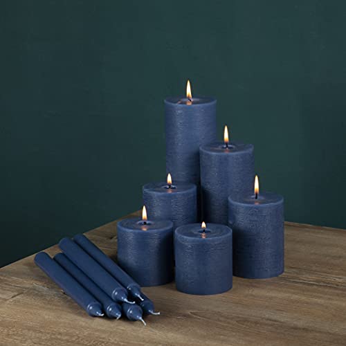 CANDWAX Dark Blue Taper Candles Pack of 4 - Straight Candles 10 inch Ideal as Unscented Candles, Dinner Candles and Table Candles - Slow Burning Candles Dripless - Smokeless Long Candlesticks