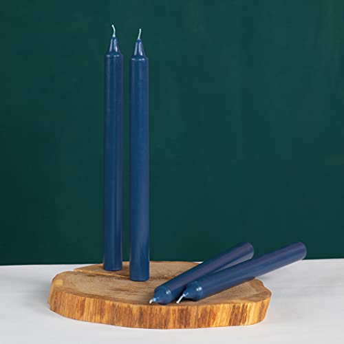 CANDWAX Dark Blue Taper Candles Pack of 4 - Straight Candles 10 inch Ideal as Unscented Candles, Dinner Candles and Table Candles - Slow Burning Candles Dripless - Smokeless Long Candlesticks