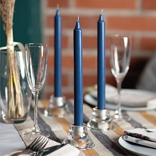 CANDWAX Dark Blue Taper Candles Pack of 4 - Straight Candles 10 inch Ideal as Unscented Candles, Dinner Candles and Table Candles - Slow Burning Candles Dripless - Smokeless Long Candlesticks