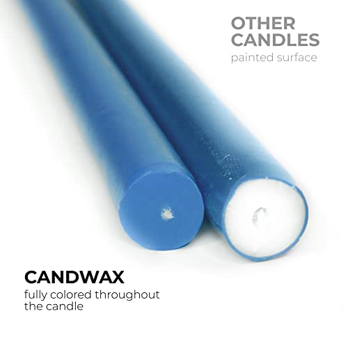 CANDWAX Dark Blue Taper Candles Pack of 4 - Straight Candles 10 inch Ideal as Unscented Candles, Dinner Candles and Table Candles - Slow Burning Candles Dripless - Smokeless Long Candlesticks