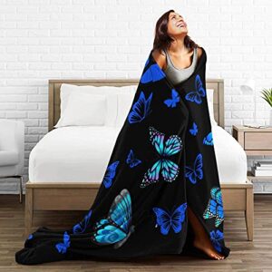 Blue Butterflies Soft Warm Throw Blanket Lightweight Flannel Fleece Bed Blanket Gift for Girls Boys Men Women Chair Couch 60"x50"