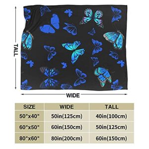 Blue Butterflies Soft Warm Throw Blanket Lightweight Flannel Fleece Bed Blanket Gift for Girls Boys Men Women Chair Couch 60"x50"