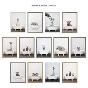 Kate and Laurel Sylvie Safari Animal Collection Framed Canvas Wall Art by Amy Peterson Art Studio, Set of 6, 13x13 Natural, Decorative Animal Art for Wall