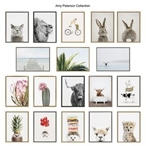 Kate and Laurel Sylvie Safari Animal Collection Framed Canvas Wall Art by Amy Peterson Art Studio, Set of 6, 13x13 Natural, Decorative Animal Art for Wall