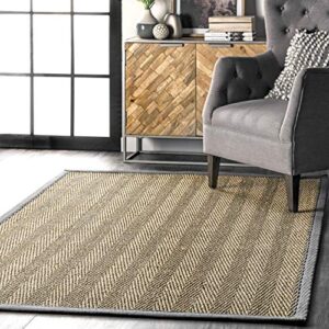 nuloom larnaca seagrass solid outdoor area rug, 4′ x 6′, dark grey