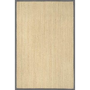 nuLOOM Larnaca Seagrass Solid Outdoor Area Rug, 4' x 6', Dark Grey