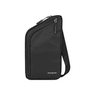 travelon world travel essentials slim crossbody bag, black, one size