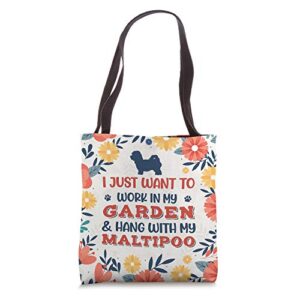 maltipoo mom garden plant gardener dog gift tote bag