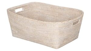 la jolla rattan oblong storage basket, white-wash, large